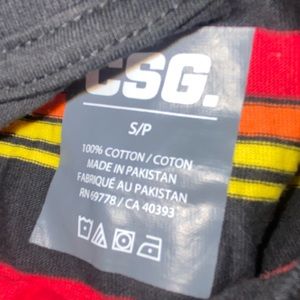CSG | Shirts | Csg Red Yellow Orange And Black Striped Tshirt | Poshmark